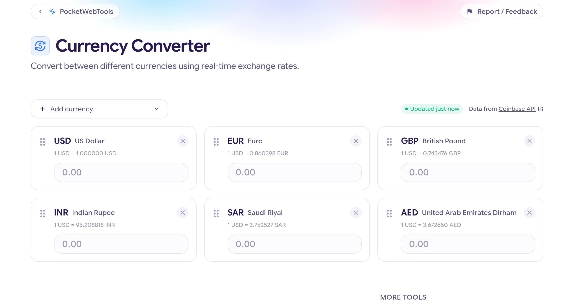 Currency Converter | PocketWebTools